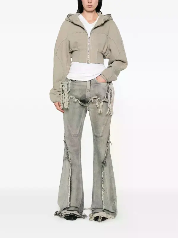Rick Owens Cropped Zip-up Hoodie - Grey