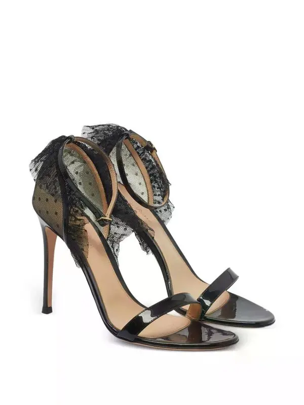 GIANVITO ROSSI Beatrice Patent Leather Lace Stiletto Sandals