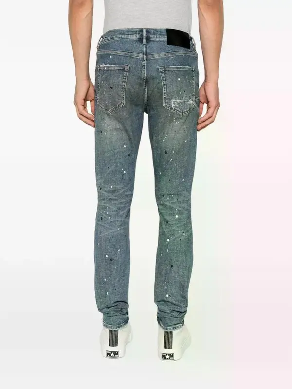 PURPLE BRAND Distressed Paint-splatter Skinny Jeans