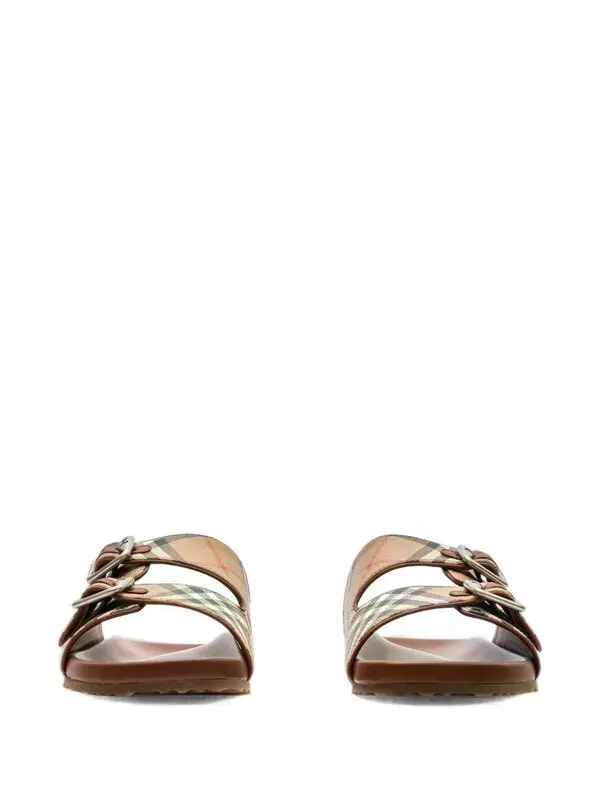 Burberry Check And Leather Urchin Sandals