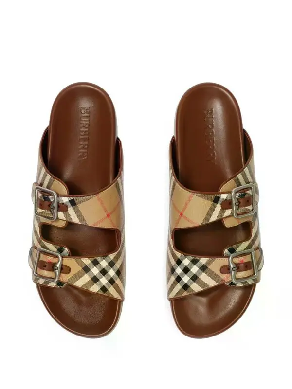 Burberry Check And Leather Urchin Sandals