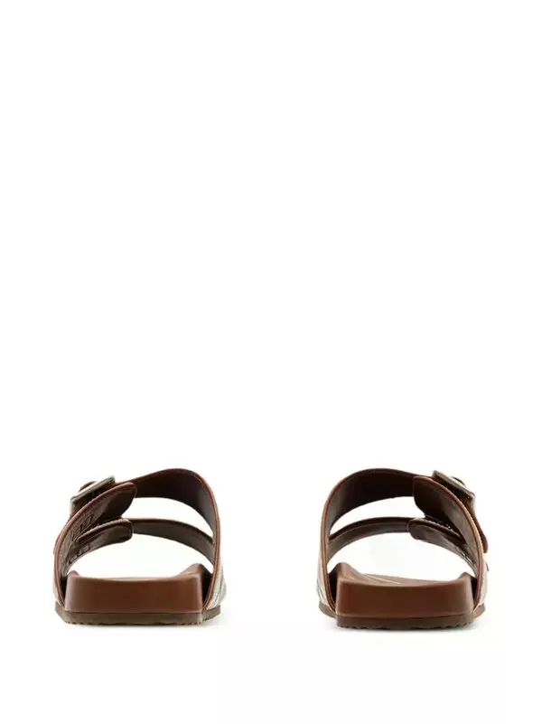 Burberry Check And Leather Urchin Sandals - Neutrals