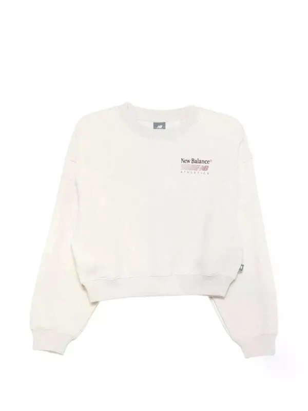 NEW BALANCE Logo Print Cropped Sweater - Neutrals