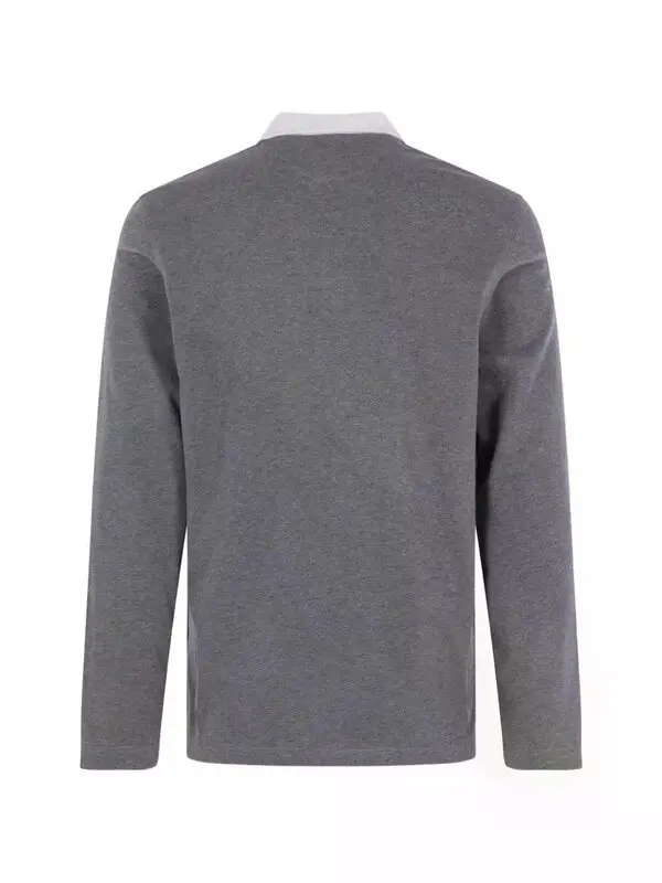 Brunello Cucinelli Logo-embroidered Long-sleeve Polo Shirt - Grey