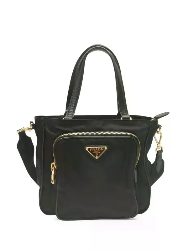 Prada 2013-2026 Saffiano Trimmed Tessuto Satchel - Black