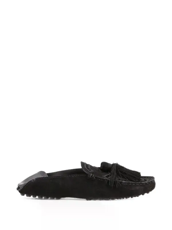 TOD'S Tassel Suede Loafers - Black