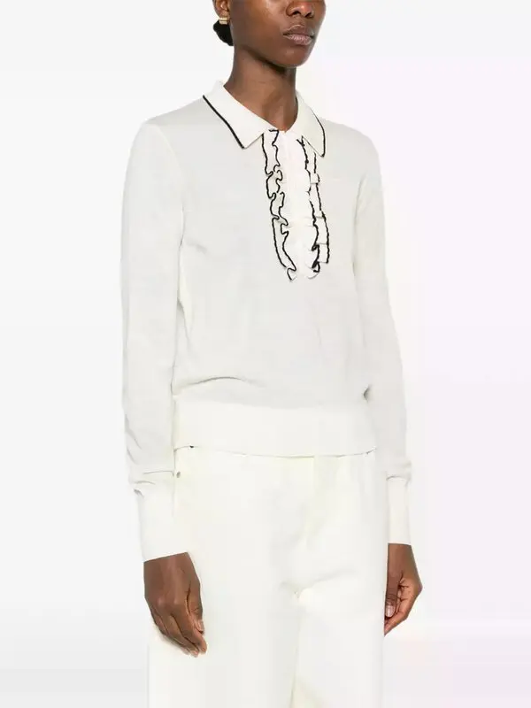 FORTE_FORTE Ruffled-trim Polo Top
