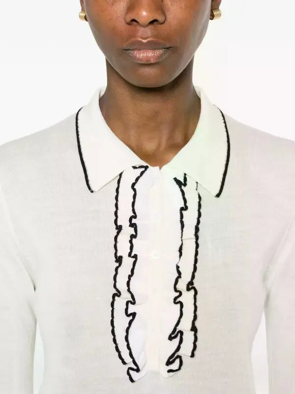 FORTE_FORTE Ruffled-trim Polo Top