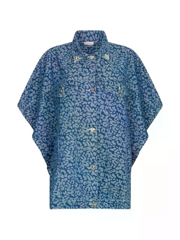 Liu Jo Animal-print Denim Cape - Blue