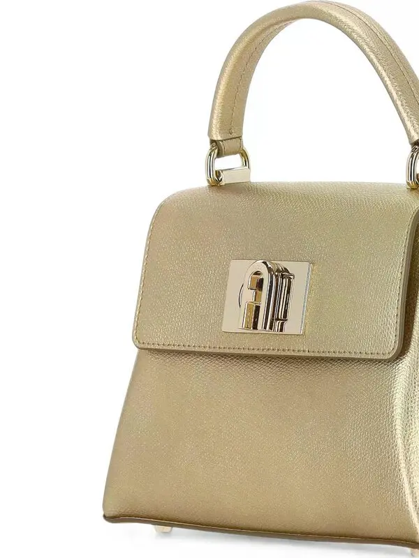 Furla Metallic Effect Leather Tote Bag - Gold