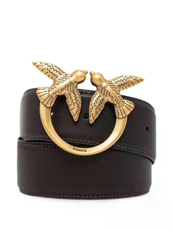 Pinko Love Birds Buckle Leather Belt - Brown