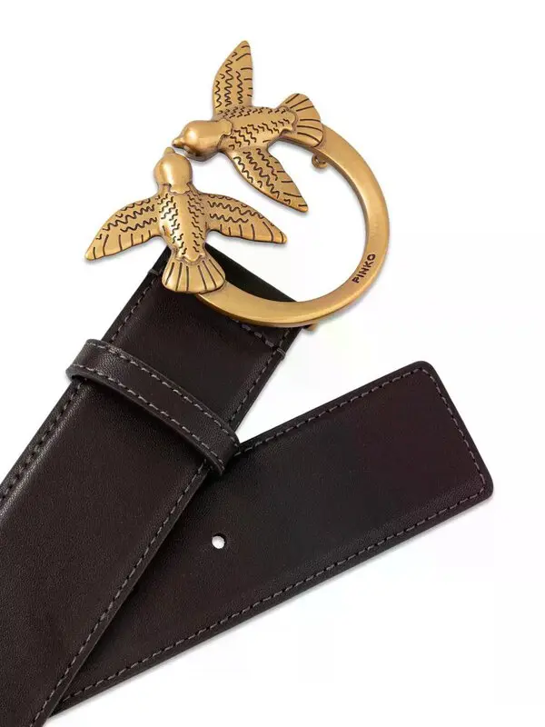 Pinko Love Birds Buckle Leather Belt - Brown