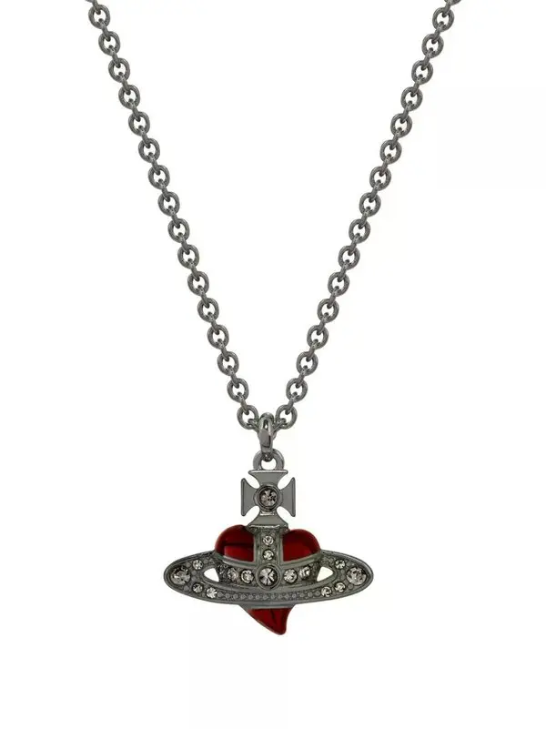 VIVIENNE WESTWOOD Man. Diamante Heart Pendant Necklace - Grey