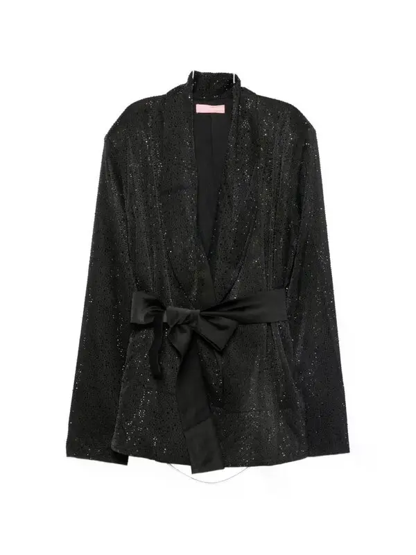 TWENTY FOURHAITCH Crystal-embellished Belted Jacket - Black