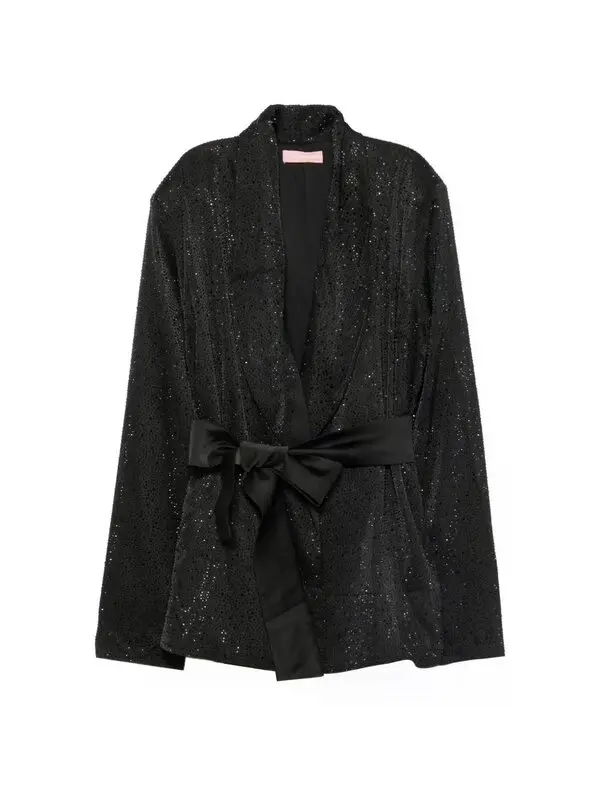 TWENTY FOURHAITCH Embellished Belted Jacket - Black