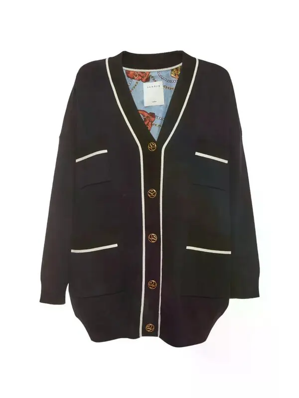 Sandro Chelan Striped Knit Cardigan - Black