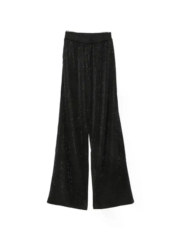 TWENTY FOURHAITCH Crystal-embellished Satin-finish Trousers - Black