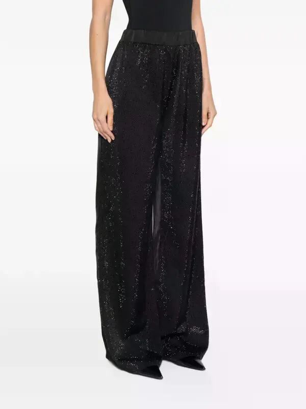 TWENTY FOURHAITCH Crystal-embellished Satin-finish Trousers