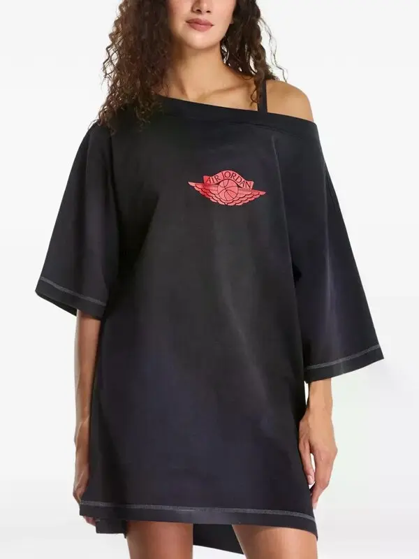 JORDAN Flight Logo-print Off-shoulder Mini Dress - Black