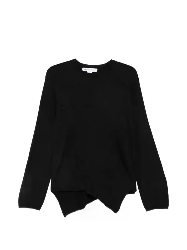 Comme Des Garçons Asymmetric Hem Fine Knit Sweater - Black