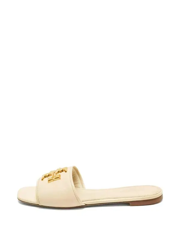 Tory Burch Eleanor Double T Logo Plaque Flat Sandals - Neutrals