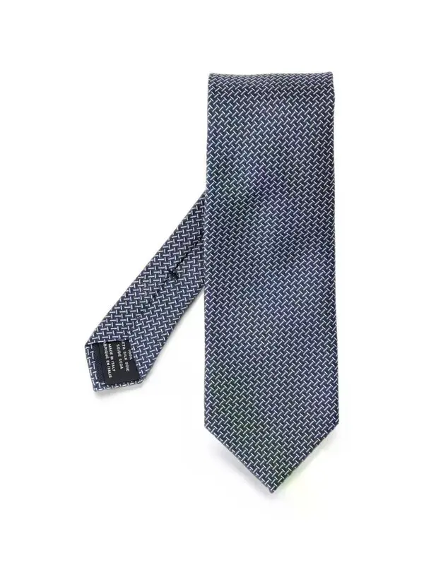 TOM FORD Micro-patterned Silk Tie - Blue
