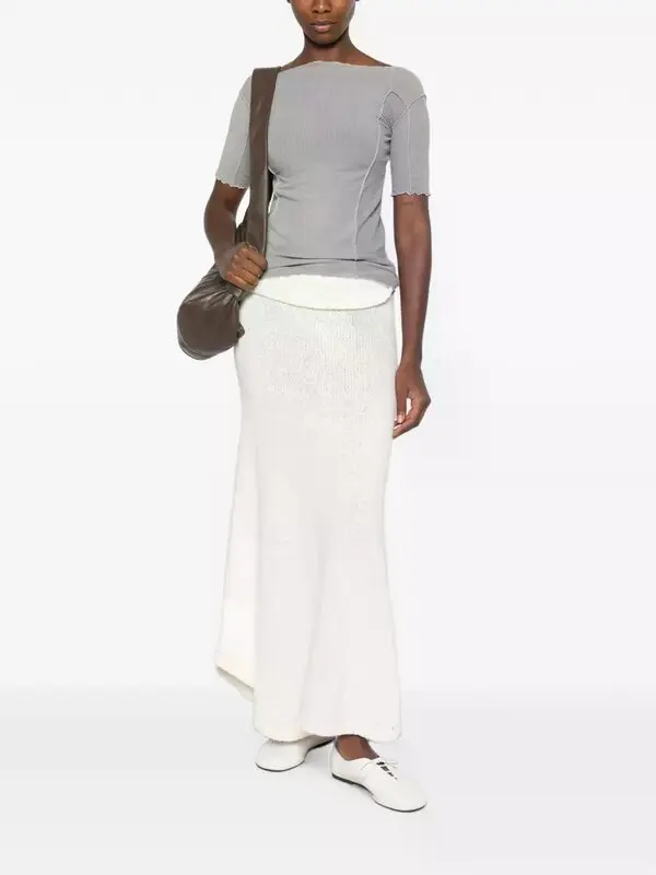 BASERANGE Ribbed Knit Boat-neck T-shirt - Grey
