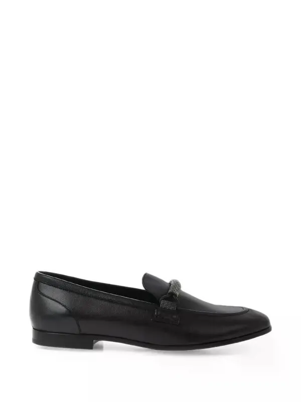 Brunello Cucinelli Rhinestone-embellished Leather Loafers