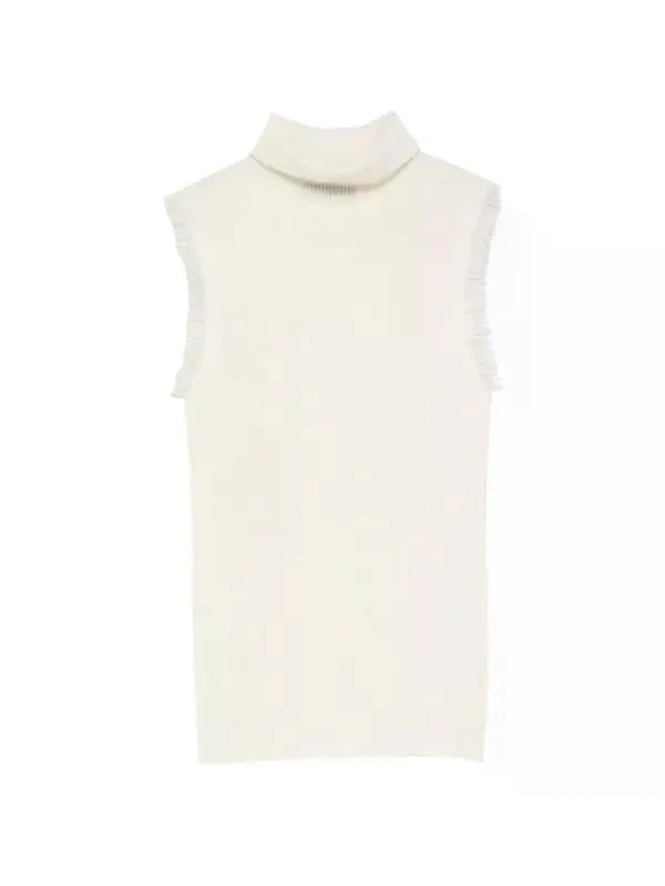LE PETIT PULLE Fringed Sleeveless Sweater - Neutrals