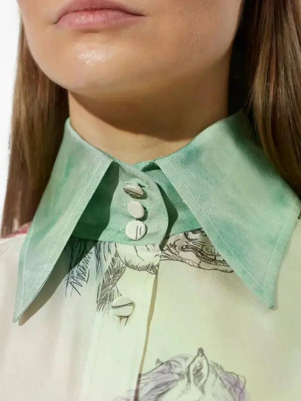 Moschino Horse-print Silk Shirt - Neutrals