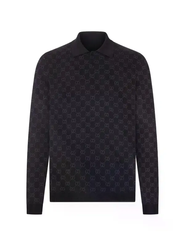 Gucci Gg Jacquard Polo Shirt - Black