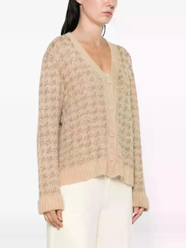 TWINSET Sequin-embellished Houndstooth Cardigan