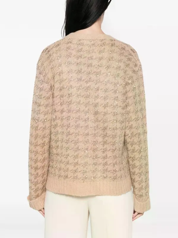 TWINSET Sequin-embellished Houndstooth Cardigan