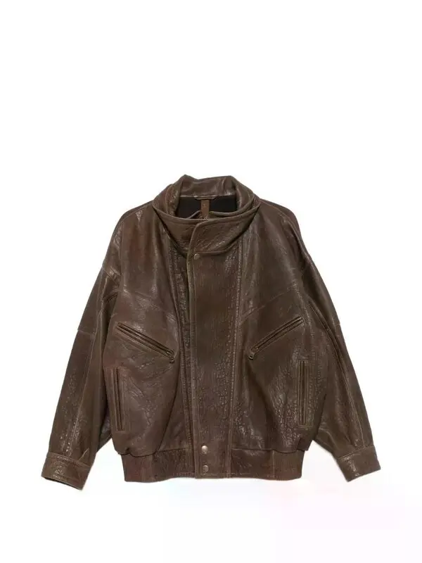 PETAR PETROV Grained Leather Jacket - Brown