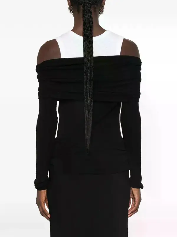 LE PETIT PULLE Off-shoulder Ruched Sweater