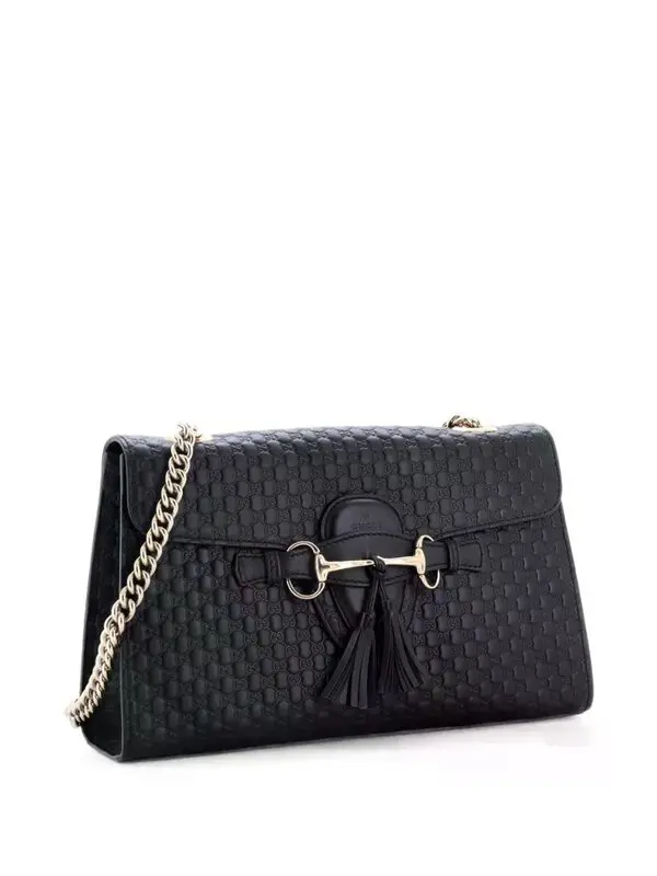Gucci Emily Chain Flap Bag Microguccissima Leather Medium Shoulder Bag - Black