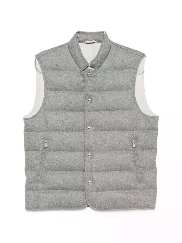 Eleventy Quilted High-neck Gilet - Grey