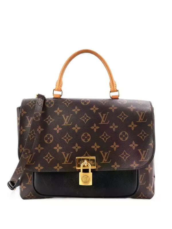 LOUIS VUITTON Marignan Handbag Monogram Canvas With Leather Shoulder Bag - Black