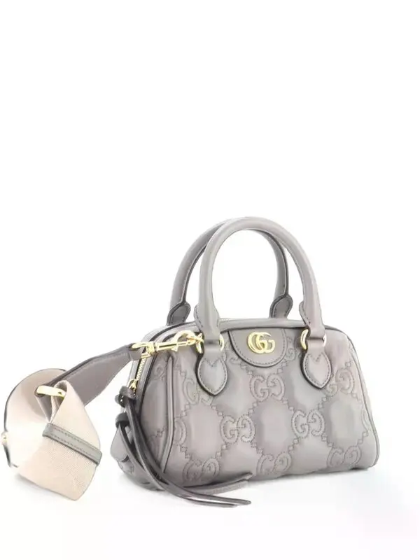Gucci Ophidia Convertible Boston Top Handle Bag Gg Matelasse Leather Mini Crossbody Bag - Grey