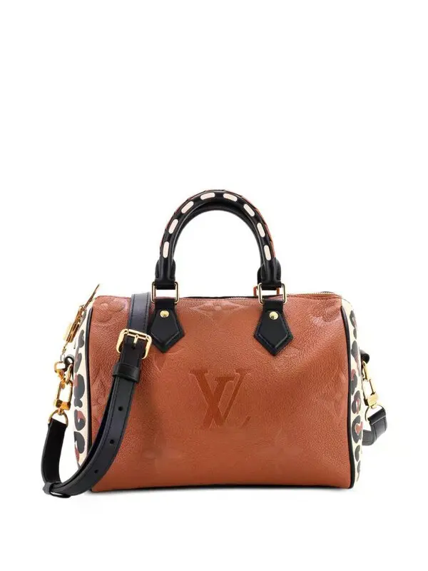 LOUIS VUITTON Speedy Bandouliere Wild At Heart Monogram Empreinte Giant 25 Satchel - Brown