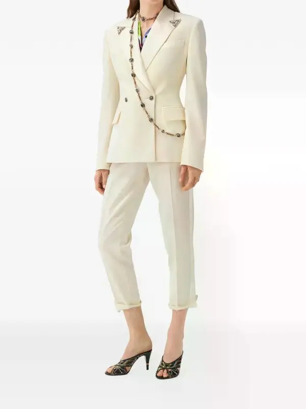 Versace Embroidered-lapel Stretch Wool Blazer