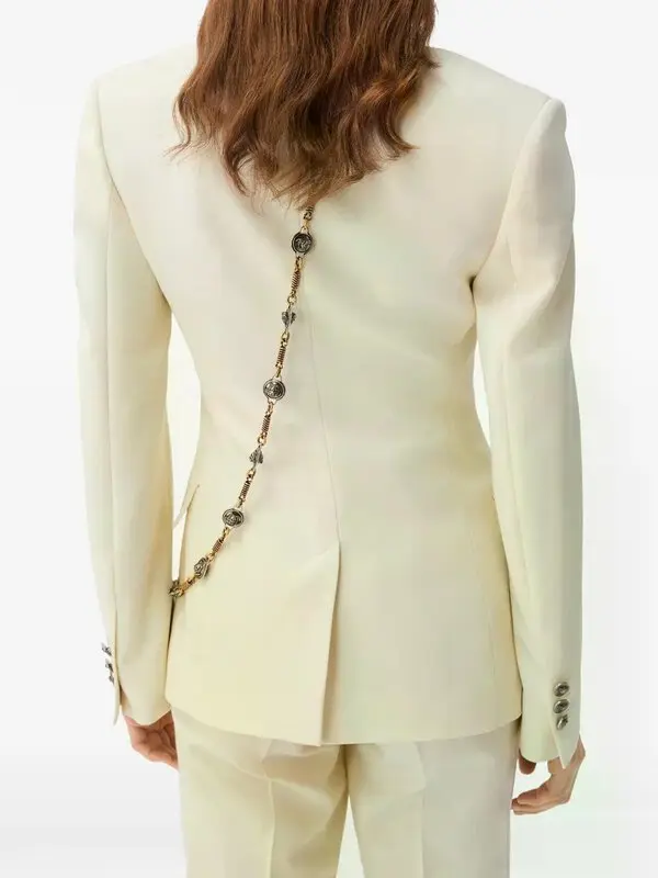 Versace Embroidered-lapel Stretch Wool Blazer