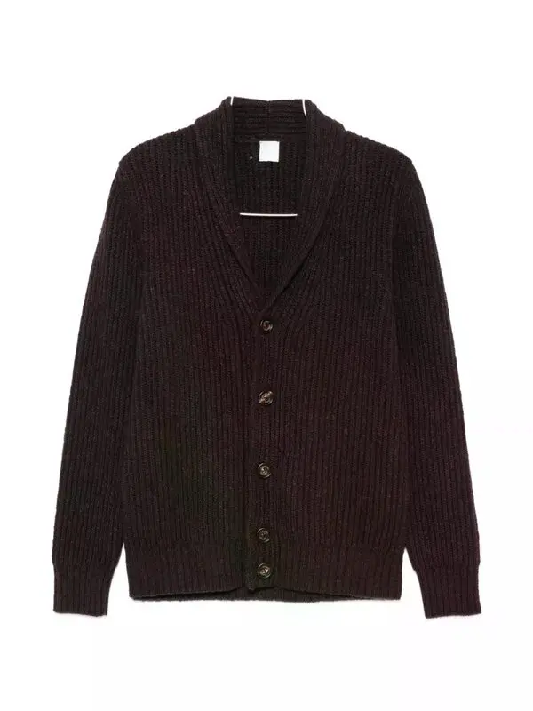 Eleventy Ribbed-knit Shawl-collar Cardigan - Purple