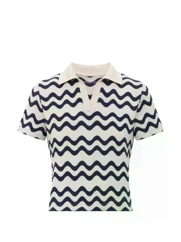 MC2 SAINT BARTH Lala Chevron-knit T-shirt - Neutrals