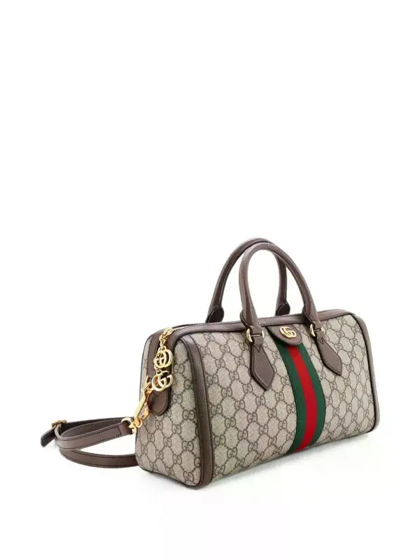 Gucci Ophidia Boston Bag Gg Coated Canvas Medium Satchel