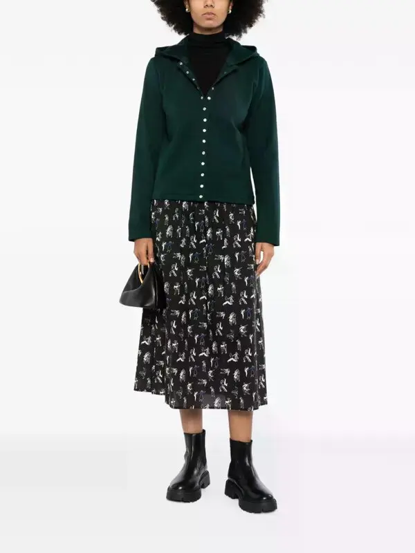 AGNES B. Snap Hoodie - Green