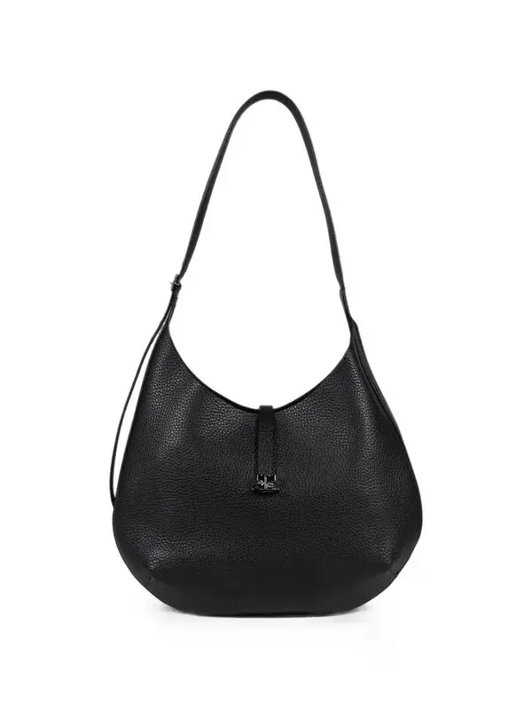 COURREGES Logo-plaque Pebbled-leather Tote Bag