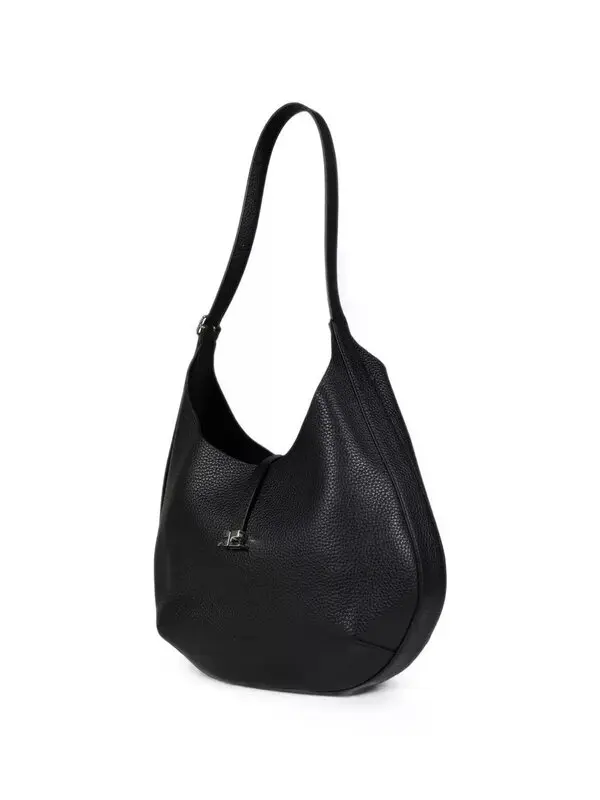 COURREGES Logo-plaque Pebbled-leather Tote Bag