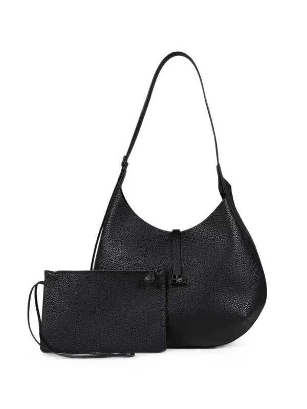 COURREGES Logo-plaque Pebbled-leather Tote Bag