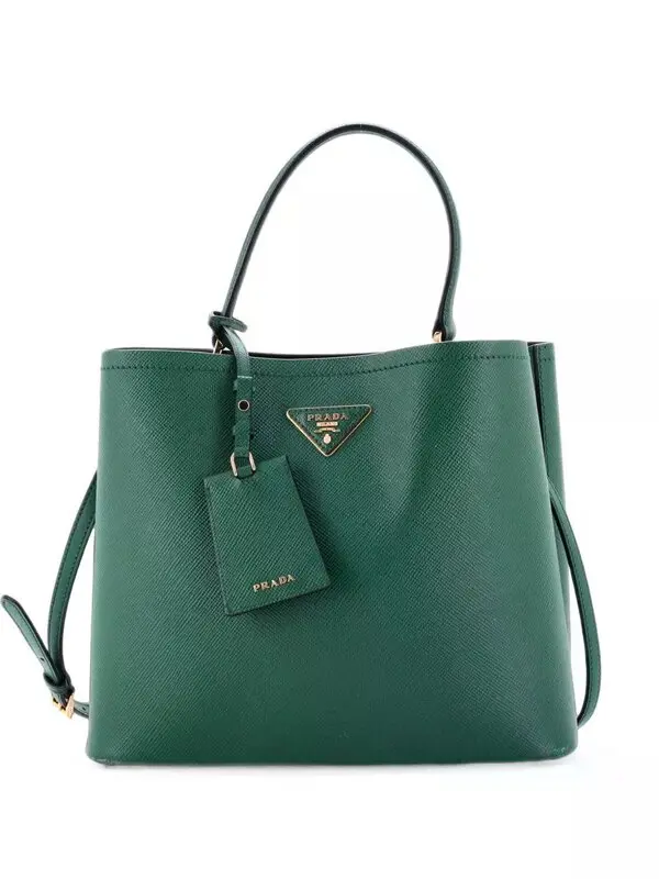 Prada Panier Saffiano Leather Large Bucket Bag - Green